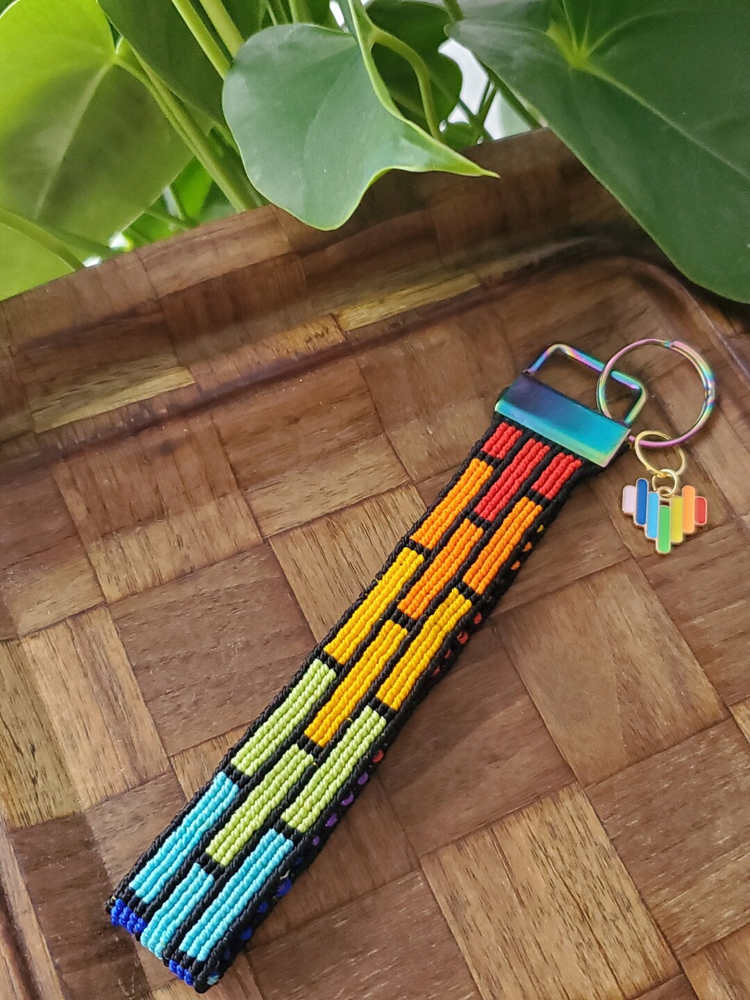 Friendship Bracelet Wristlet Keychain Handmade Woven Boho Bricks ...