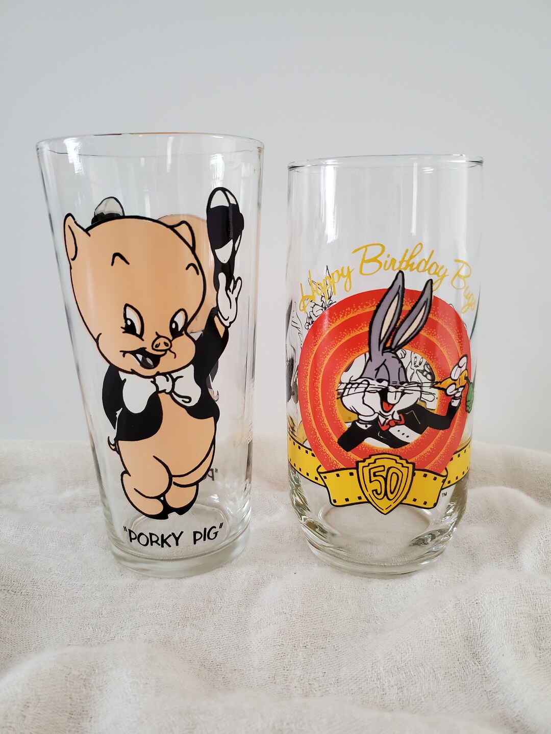 Set of 2 Warner Bros Pepsi Drinking Glasses Bugs Bunny Porky Pig ...