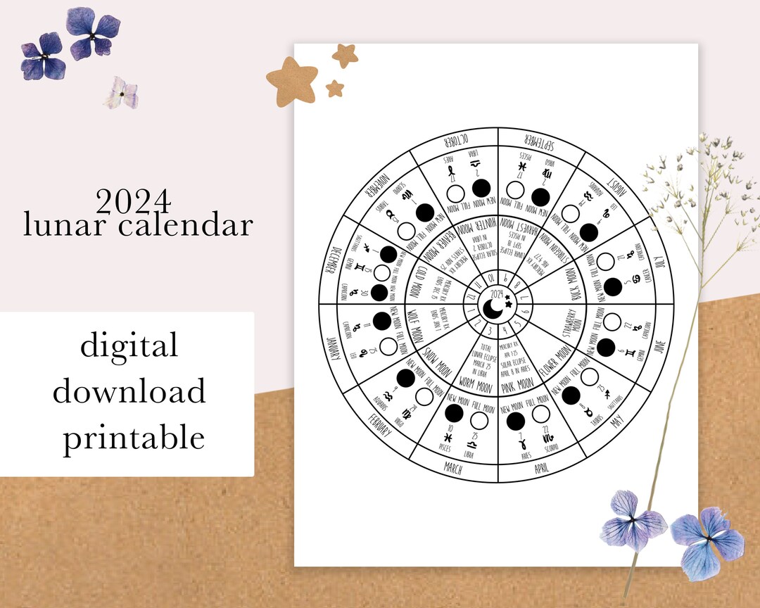 DIGITAL DOWNLOAD 2024 Lunar Phases Chart Astrology - Etsy