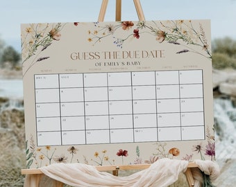 Pink Due Date Sign Due Date Baby Shower Sign Daisy Due Date - Etsy