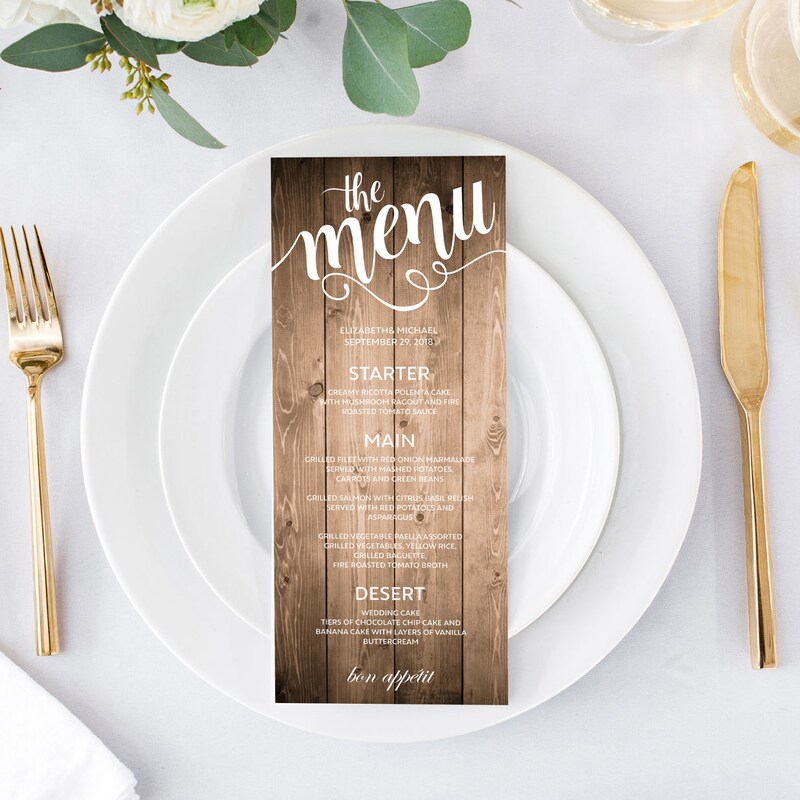 Rustic Menu - Etsy