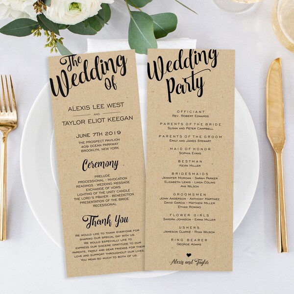 Rustic Wedding Program - Etsy