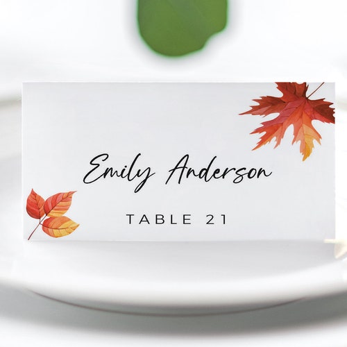 Place Cards Template Fall Autumn Place Card Template Wedding - Etsy