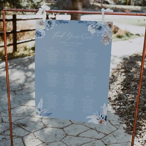 Seating Chart Template, Blue Seating Chart, Dusty Blue Wedding Seating ...