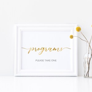 Wedding Programs Sign Programs Sign Program Please Take One Wedding ...