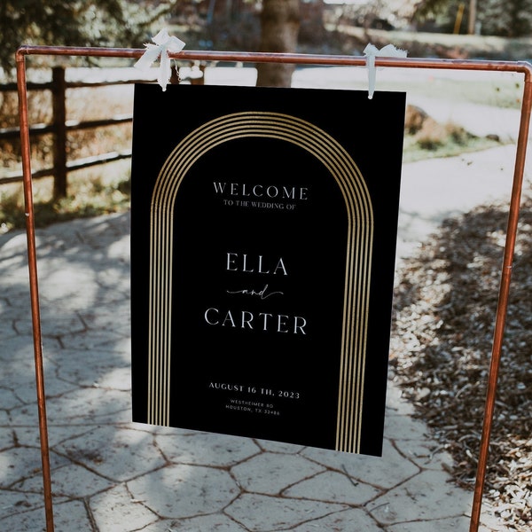 Gold Arch Wedding Welcome Sign - Etsy