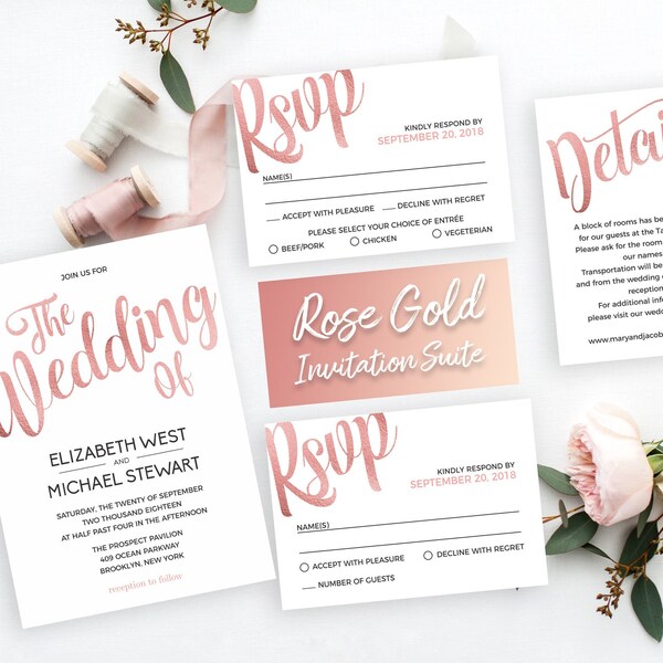 Rose Gold Invitation - Etsy
