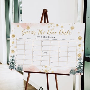 Due Date Calendar, Baby Shower Due Date Sign, Winter Due Date Calendar ...