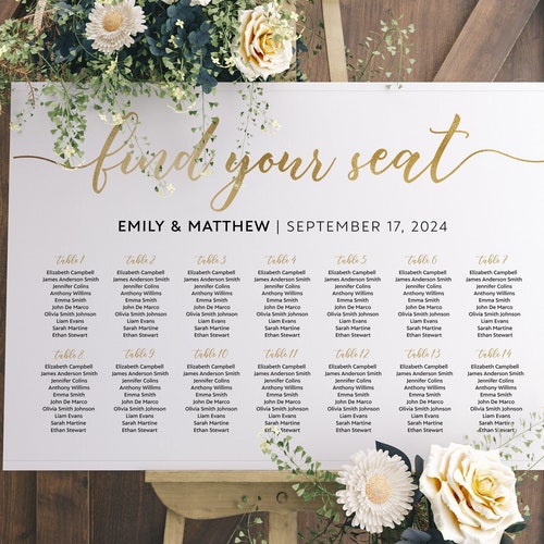 Wedding Bundle Gold Seating Chart Template Welcome Sign - Etsy