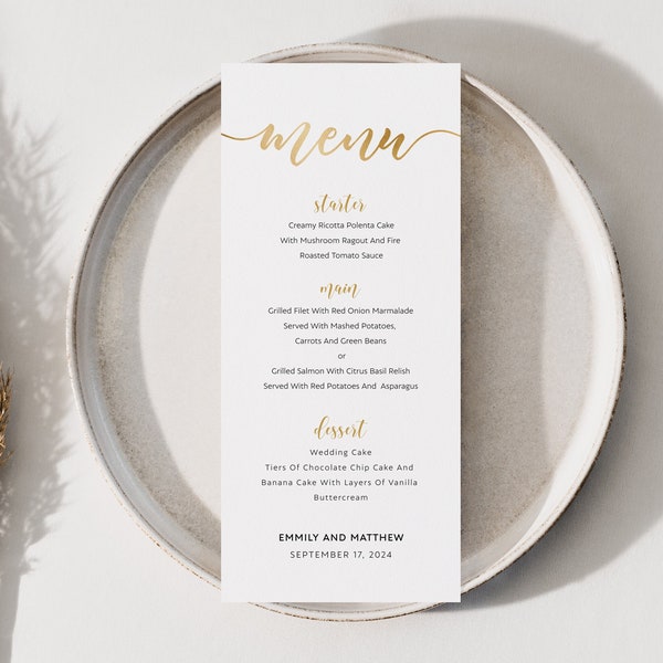 Gold Menu - Etsy