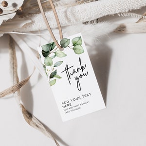 Wedding Tag Template, Greenery Tag, Thank You Tag Template, Gift Tags ...