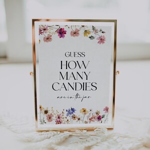 Floral How Many Candies Sign, Baby Shower Guess How Many Candies Game ...