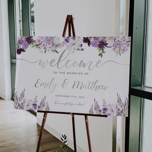 Lavender Welcome Sign, Wedding Welcome Sign Template, Lavender, Purple ...