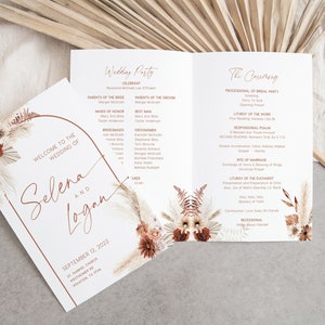 Program Booklet, Wedding Program Template, Booklet Program, Fall Pampas ...