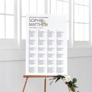 Seating Chart Alphabetical Order, Modern Wedding Seating Chart Template ...