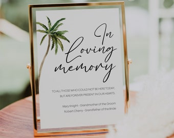 Printable Beach Themed in Loving Memory of Sign Watercolor Beach Themed ...