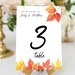 Fall Autumn Table Numbers Template, Wedding Table Numbers FALL020SUITE ...