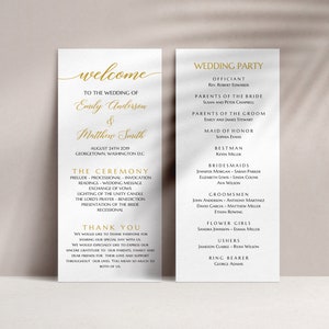 Wedding Program Template, Gold Program Template, Wedding Ceremony ...