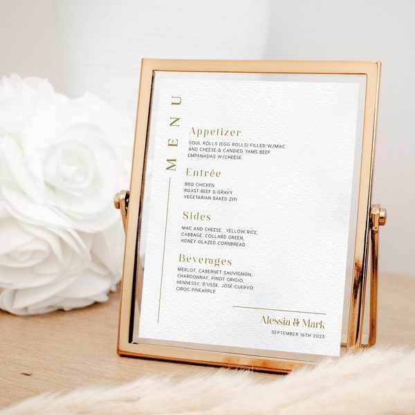 Gold Menu - Etsy