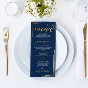 Menu Template Wedding, Menu Template Navy, Menu Card Template, Navy ...