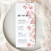 Pink Menu Cards, Floral Pink Menu Template, Pink Bridal Shower Menu ...