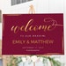 Burgundy Welcome Sign, Wedding Welcome Sign, Burgundy and Gold Wedding ...