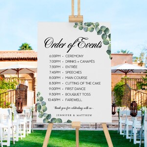 Order of Events Wedding Sign Wedding Timeline Sign Wedding Program ...
