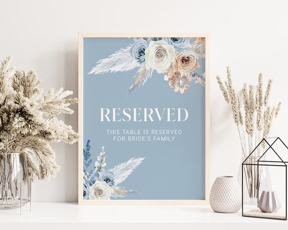 Reserved Sign Template Editable Reserved Sign Dusty Blue - Etsy