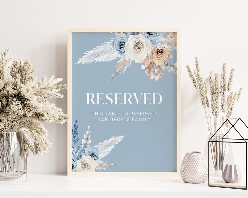 Reserved Sign Template Editable Reserved Sign Dusty Blue - Etsy