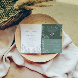 Sage Wedding Invitation Template Floral Sage Invitation - Etsy