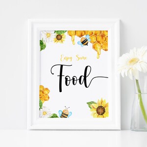 Food Sign Template, Baby Shower Food Sign, Drinks Bar Sign, Honey Bee ...