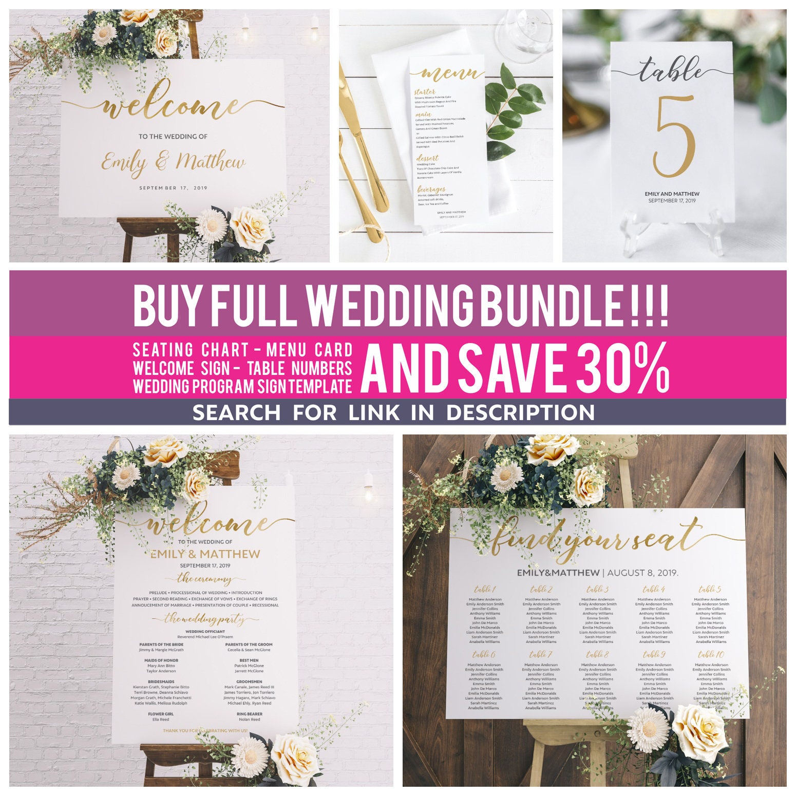 Wedding Signs Bundle Wedding Signs Set Wedding Signs | Etsy