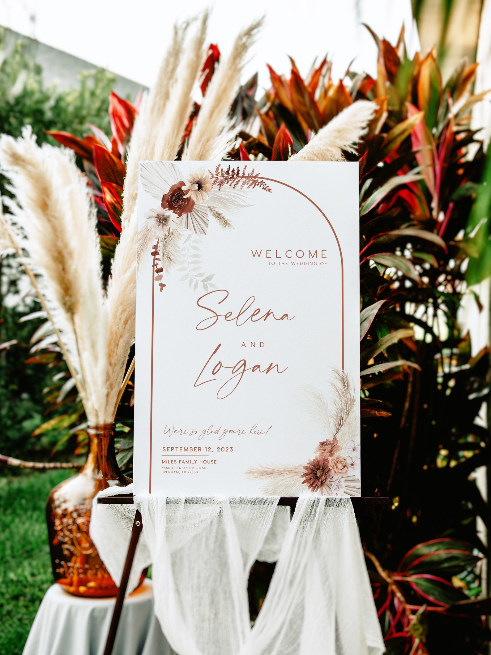 Boho Welcome Sign Wedding Welcome Sign Template Pampas - Etsy