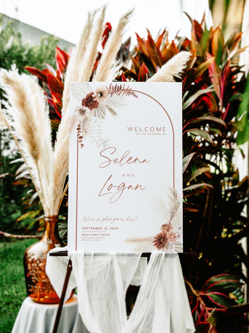 Boho Welcome Sign Wedding Welcome Sign Template Pampas - Etsy