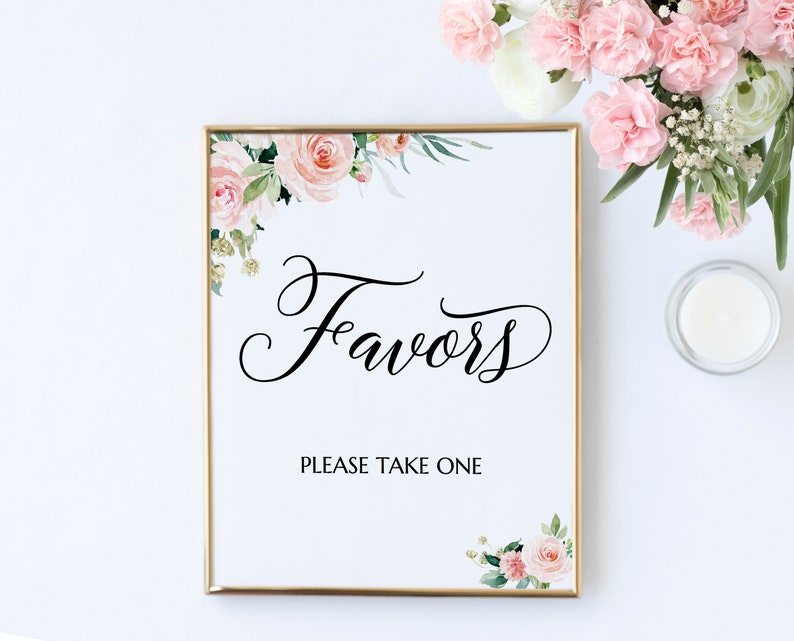 Favors Sign Printable Wedding Favors Sign Template Pink and - Etsy