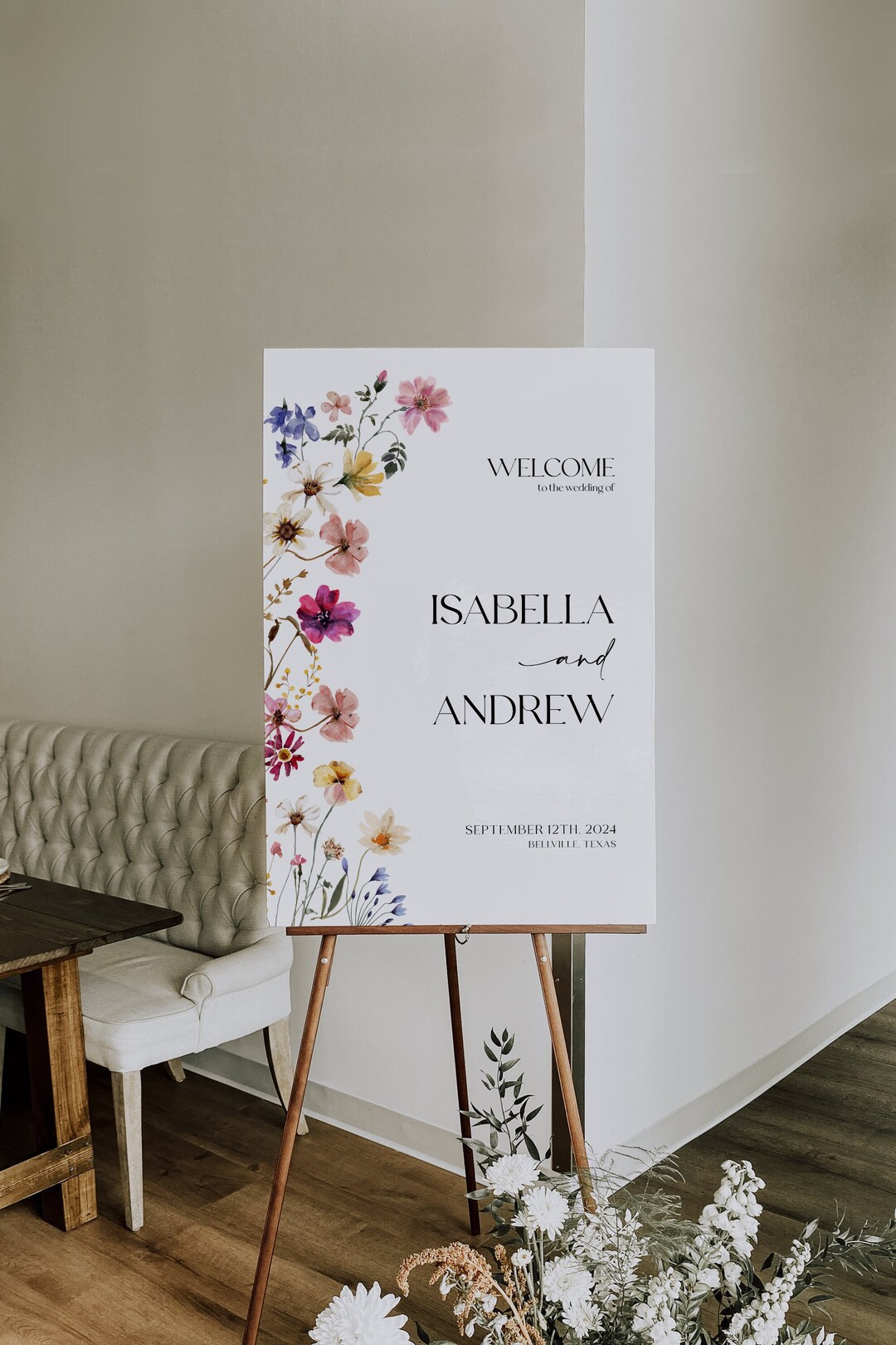 Wedding Welcome Sign, Wildflower Welcome Sign Template, Spring Summer ...