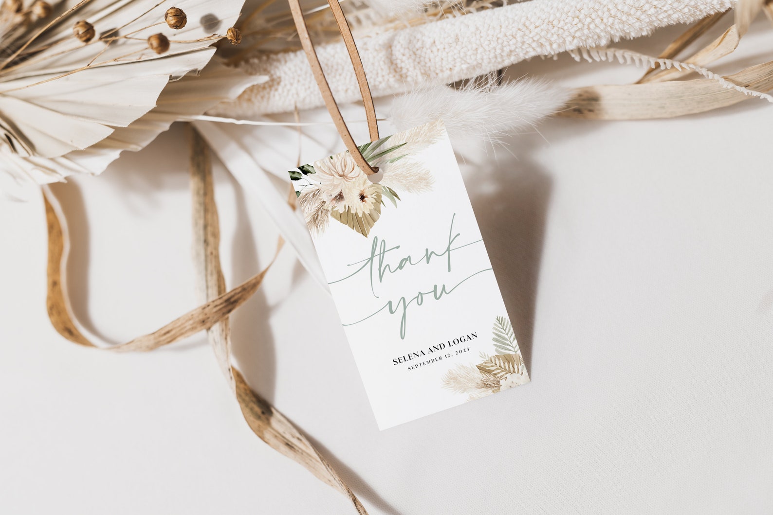 Boho Sage Tag Template Thank You Tag Wedding Favors Tag - Etsy