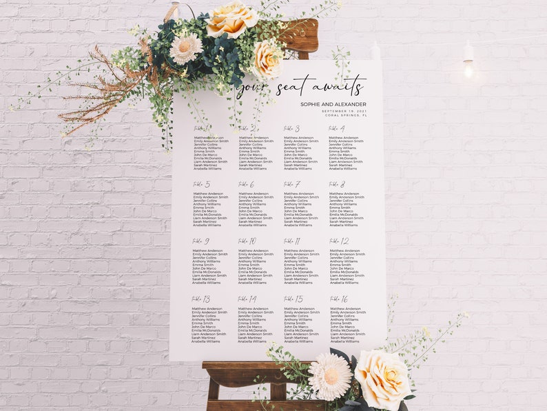 Wedding Seating Chart Boho Seating Chart Vertical Seating | Etsy