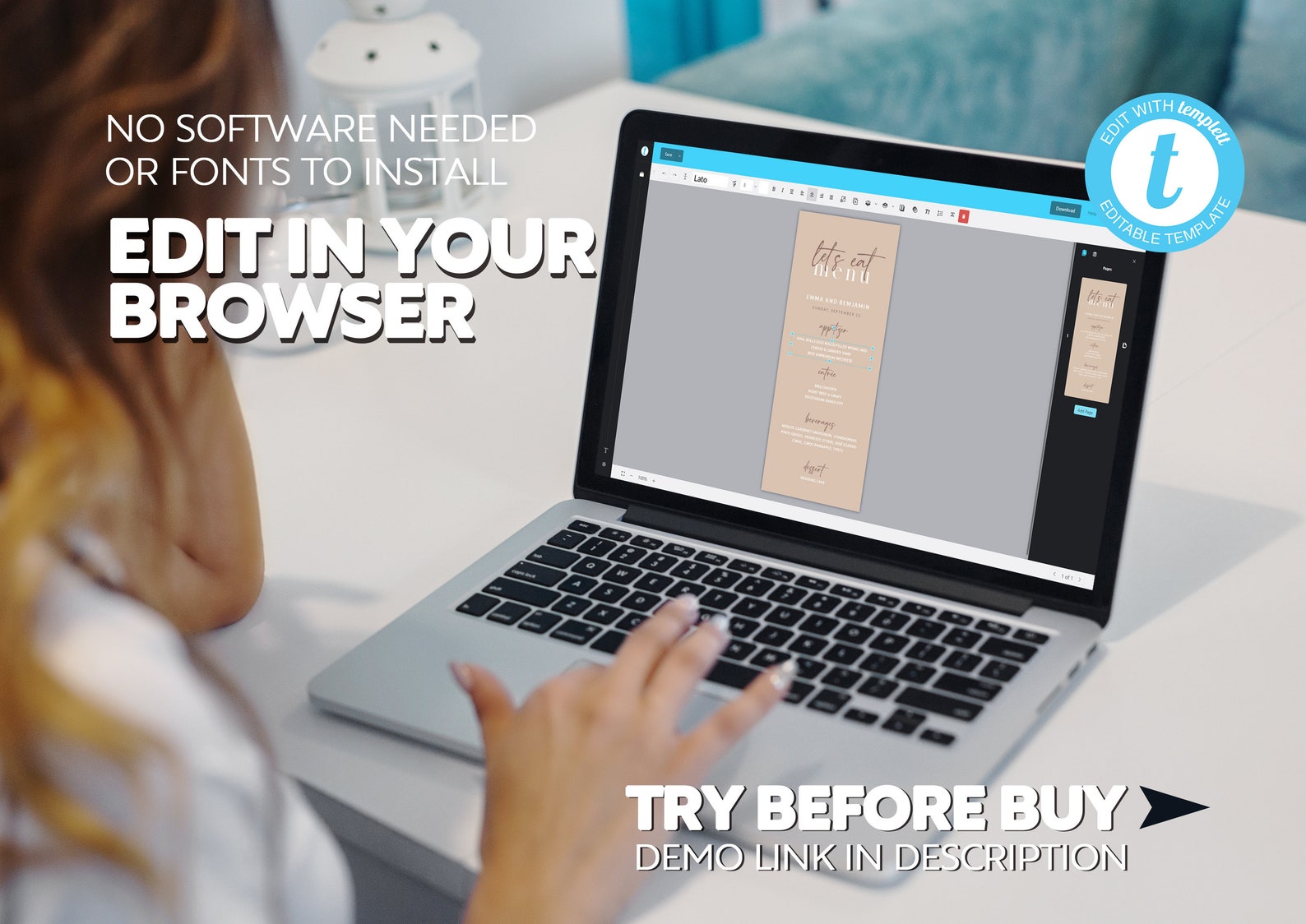 Beige Menu Wedding Menu Template Boho Wedding Menu Instant | Etsy