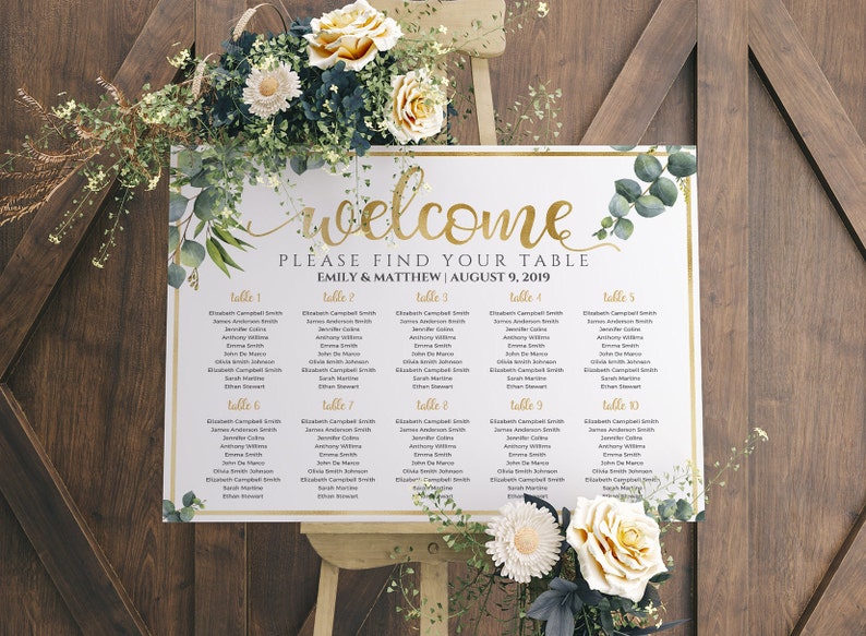 Wedding Seating Chart Eucalyptus Seating Chart Eucalyptus - Etsy