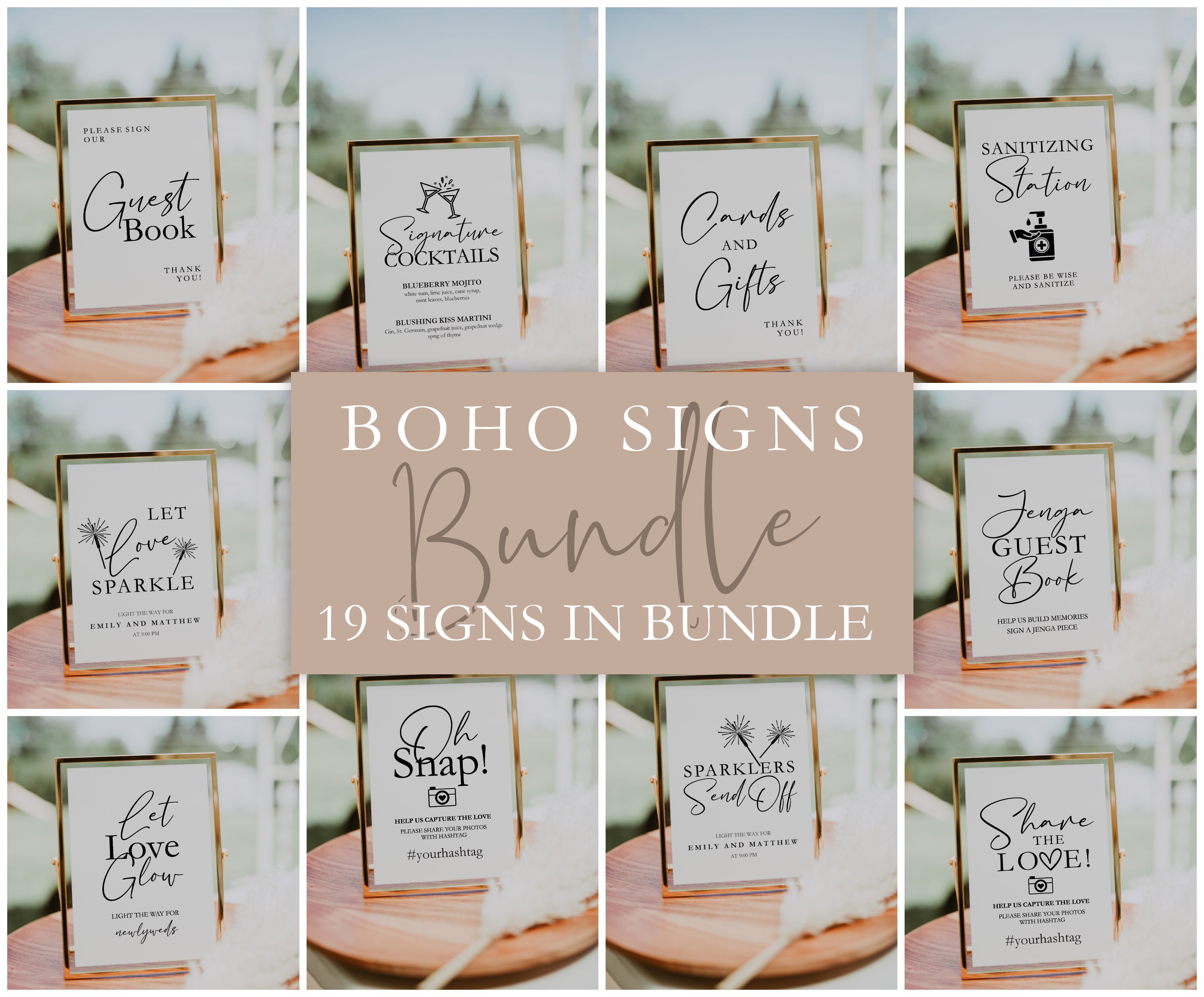 Boho Wedding Signs Wedding Signs Bundle Boho Wedding - Etsy