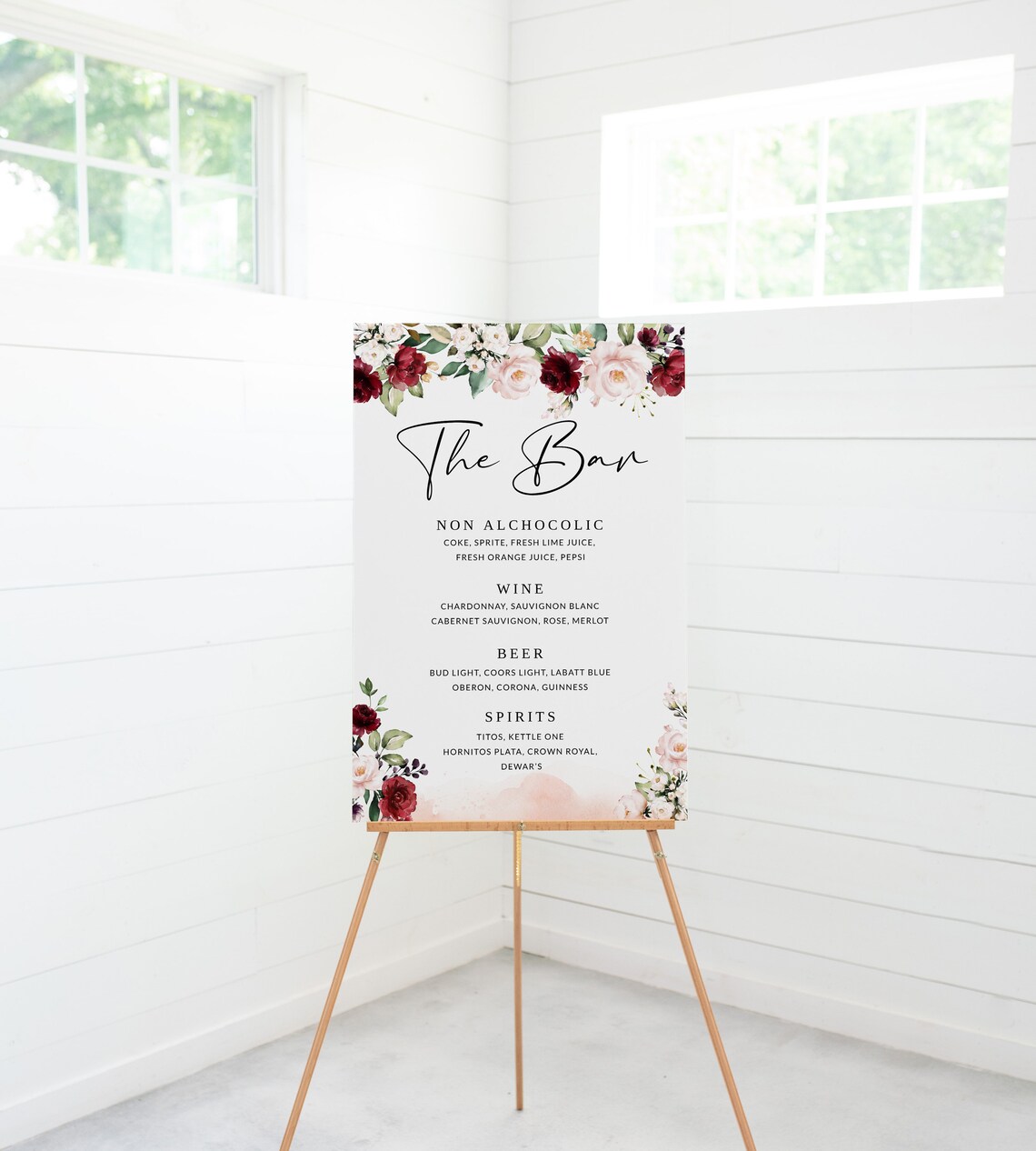 Bar Sign Template Wedding Bar Sign Drinks Menu Sign Bar | Etsy