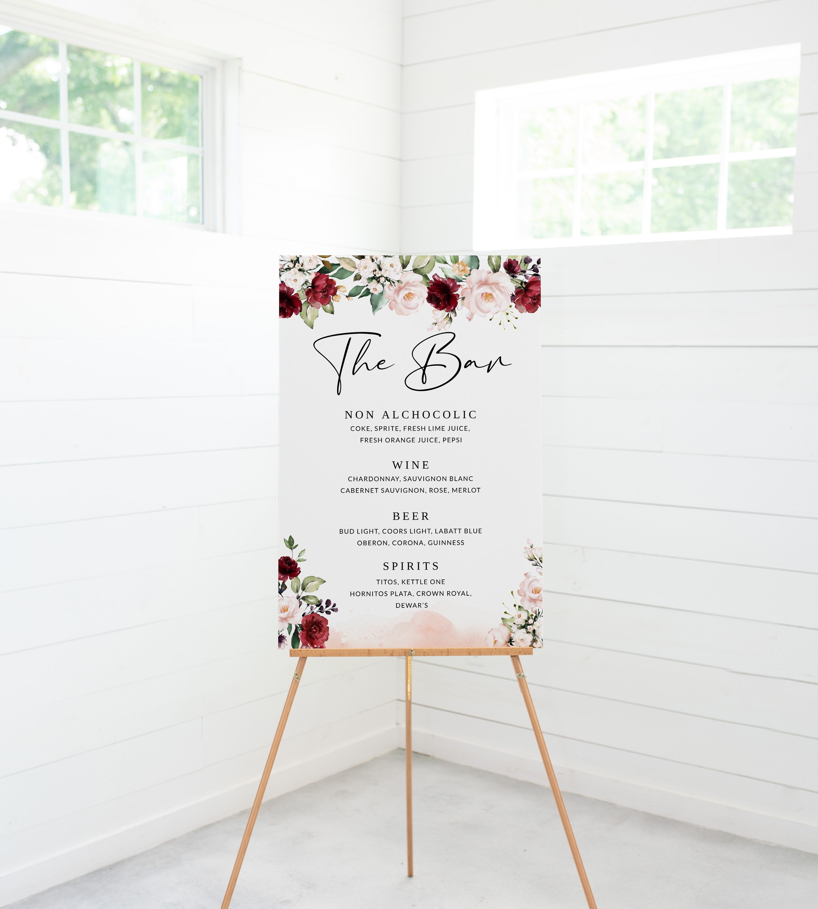 Bar Sign Template Wedding Bar Sign Drinks Menu Sign Bar | Etsy