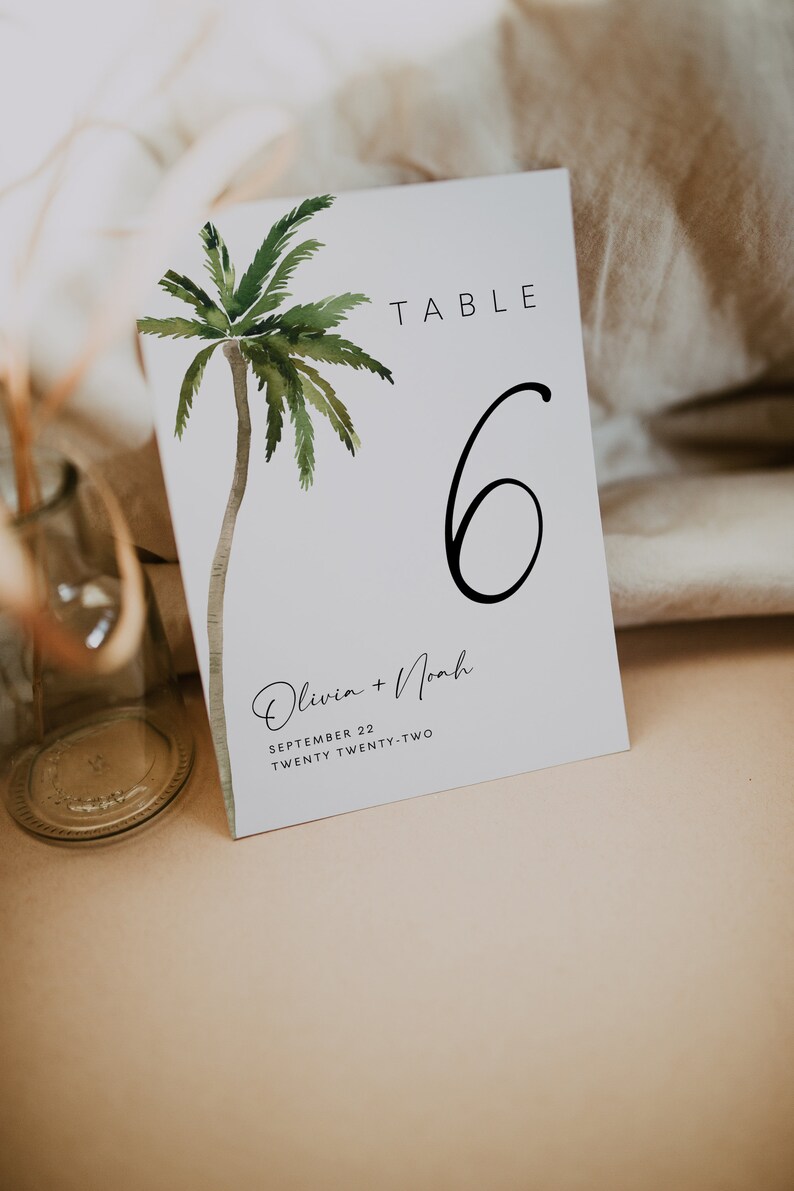 Tropical Wedding Table Numbers Table Numbers Printable | Etsy