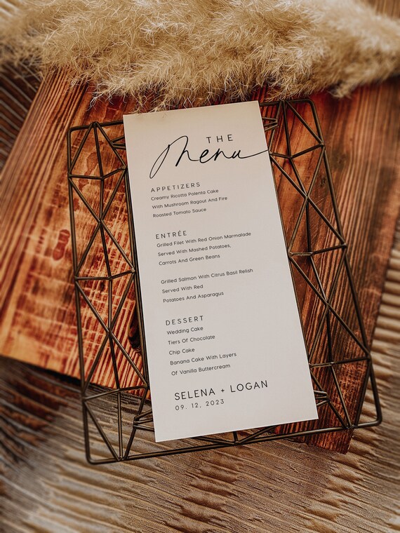 Menu Car Template Minimal Menu Cards Digital Menu Template - Etsy