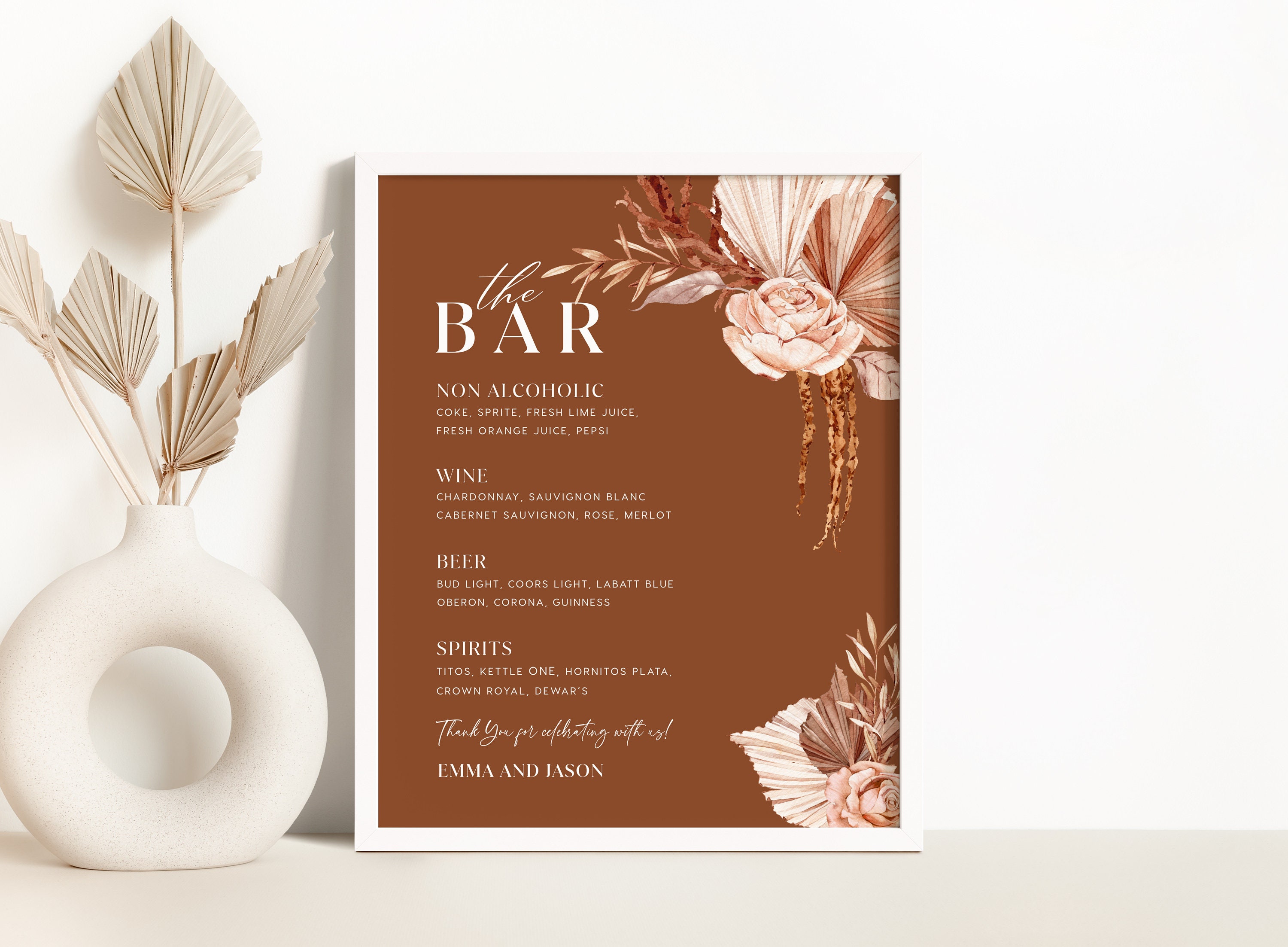 Bar Menu Sign the Bar Sign Template Terracotta Bar Menu - Etsy