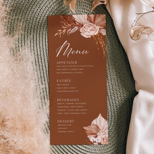 Terracotta Menu Template, Brown Menu Cards, Terracotta Wedding Menu ...