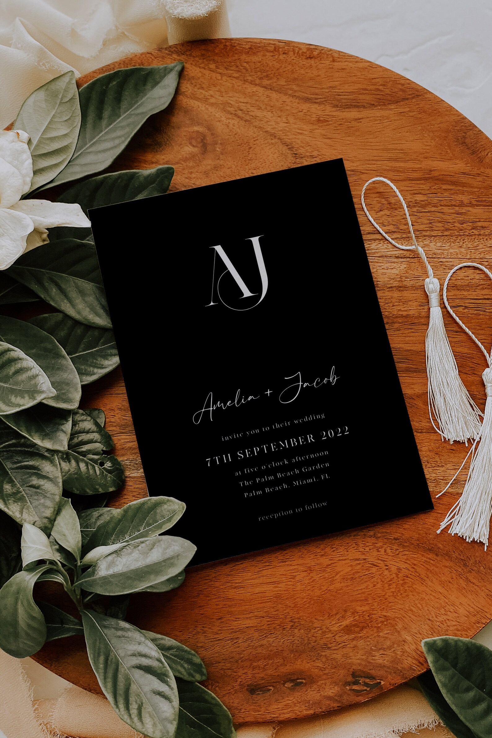 Black Wedding Invitation Suite Elegant Wedding Invitation Set | Etsy