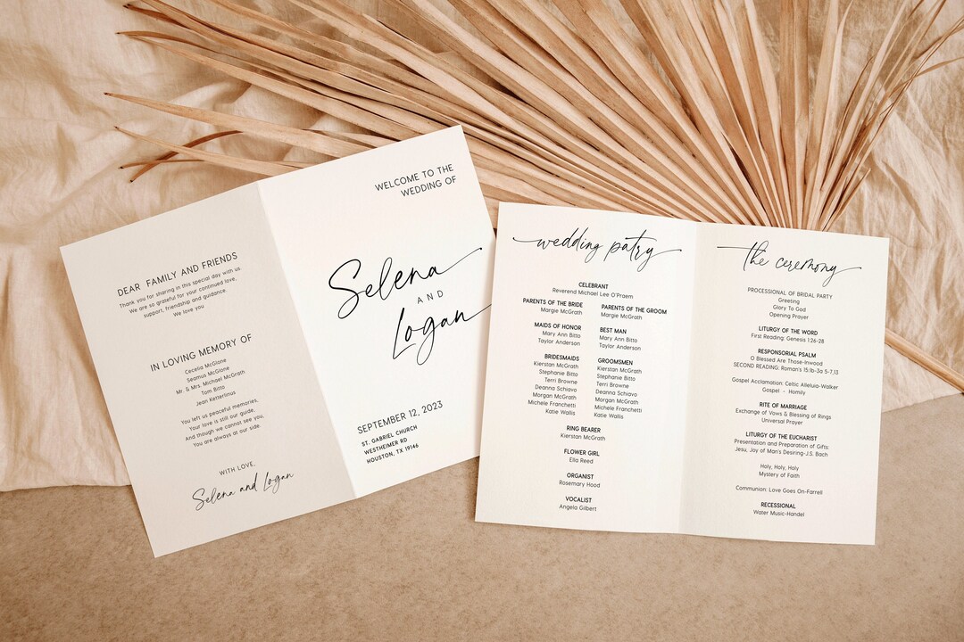 Wedding Program Booklet, Minimalist Booklet Program, Program Booklet ...