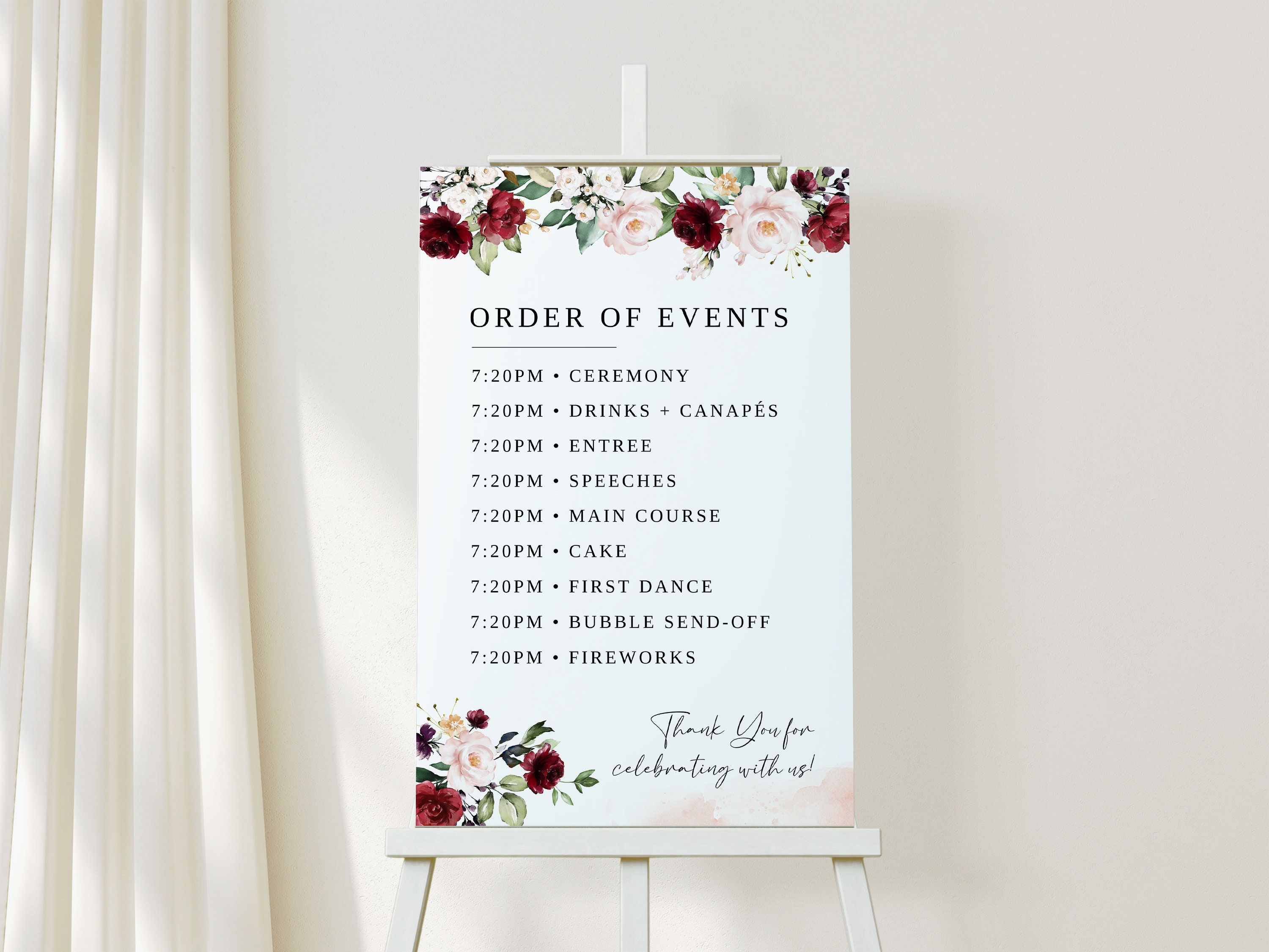 Order of Events Sign Wedding Order of Events Order of Events - Etsy